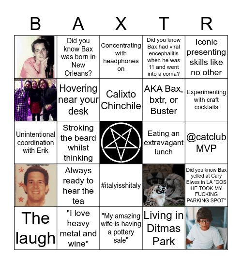 Baxter Bingo Card