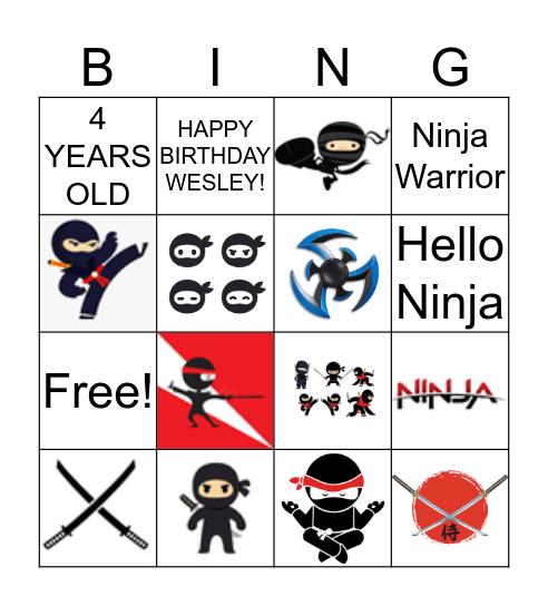 NINJA Bingo Card