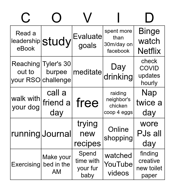 How are you spending your stay at home? Bingo Card
