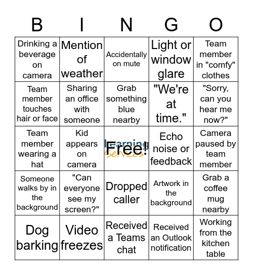 Learning Service - Working Remotely Bingo Card