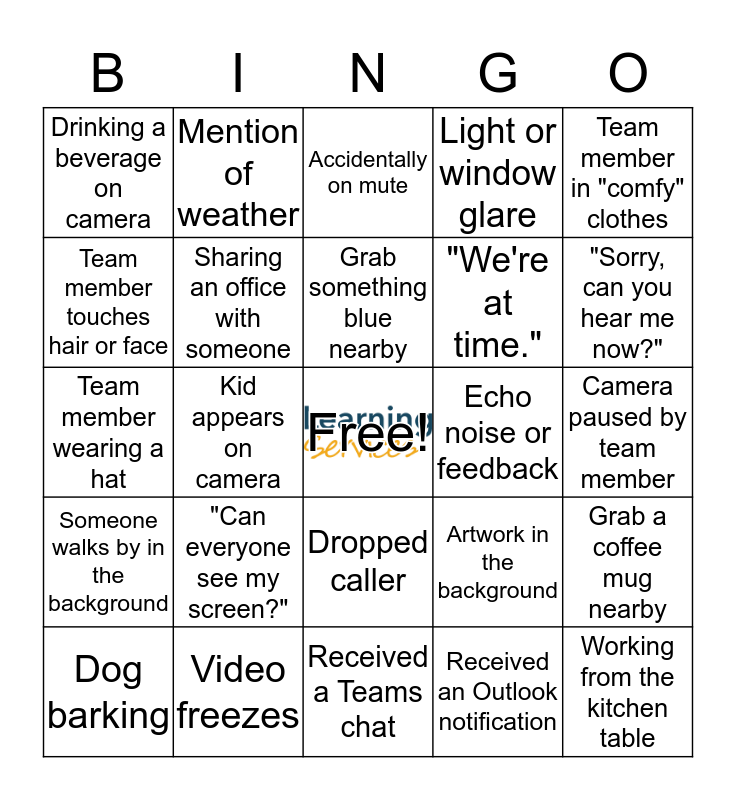 Learning Service - Working Remotely Bingo Card
