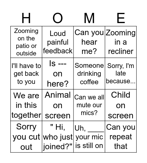 Virtual Bingo Card Bingo Card