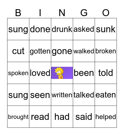 Past Participles Bingo Card