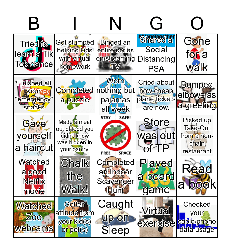 Social Distance Bingo Card