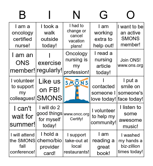 Oncology Nurses! Bingo Card