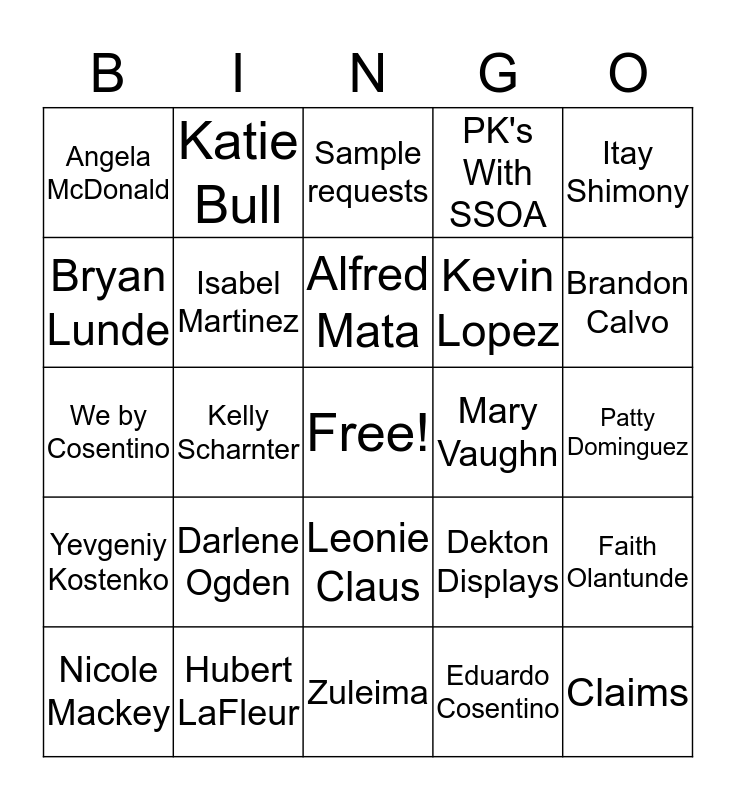 Cosentino PITA'S Bingo Card