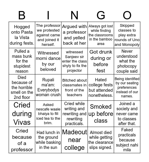 KNC Psych Bingo Card