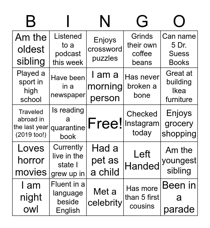 Team Bing Bingo Card