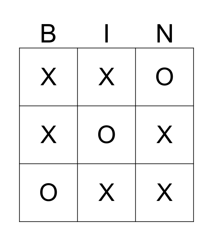 Full Arm Tatoo Bingo Card