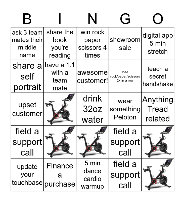 Peloton Dedham Bingo Card