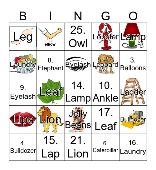 L Bingo Card