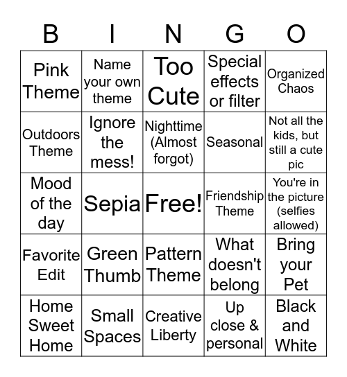 Kids' Photo Prompt Bingo Card