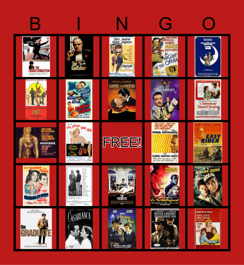 Classic Movie Bingo Card
