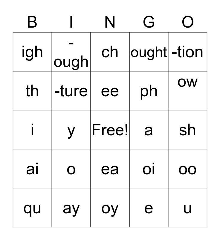 Letter Sound Bingo Card