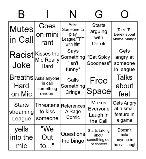 Edgar Bingo Card