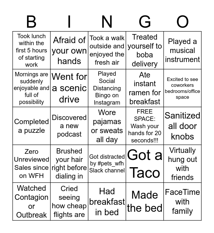 ToMo WFH Blackout Bingo Card
