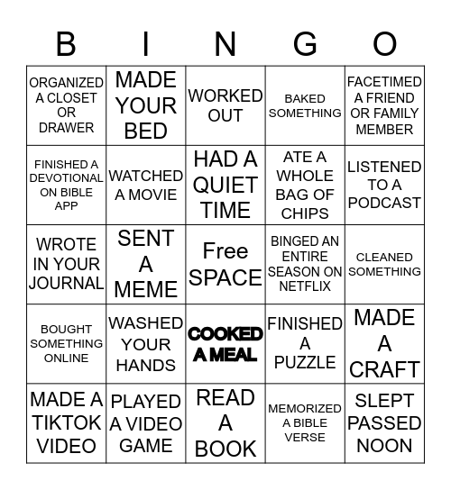 SOCIAL DISTANCING BINGP Bingo Card