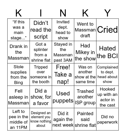 ISP Bingo Card