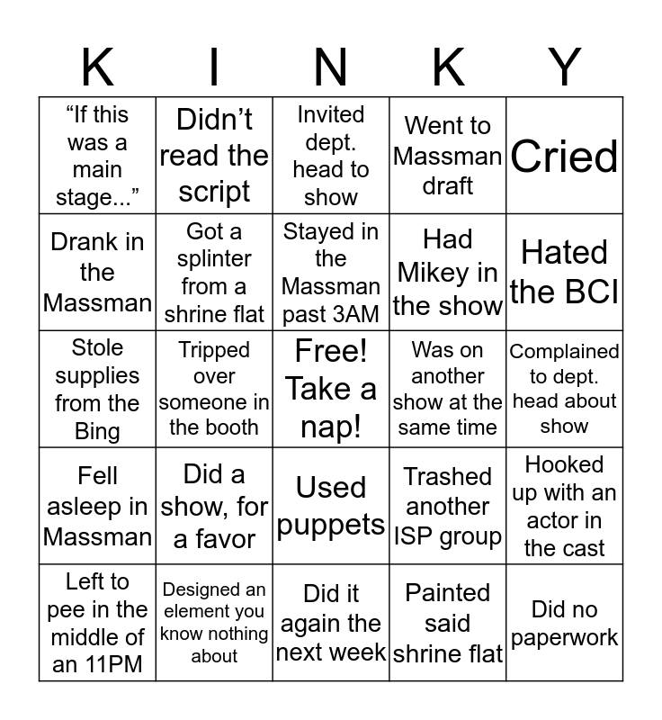ISP Bingo Card