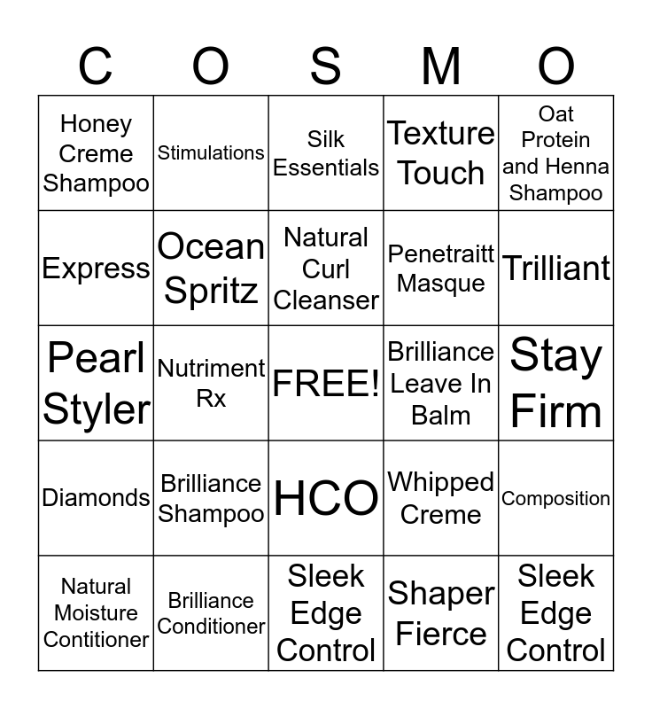 Retail COSMO Bingo Card
