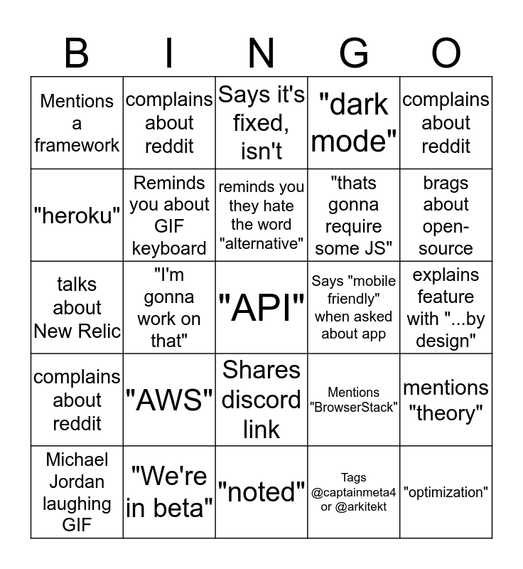 Ruqqus Dev Bingo Card
