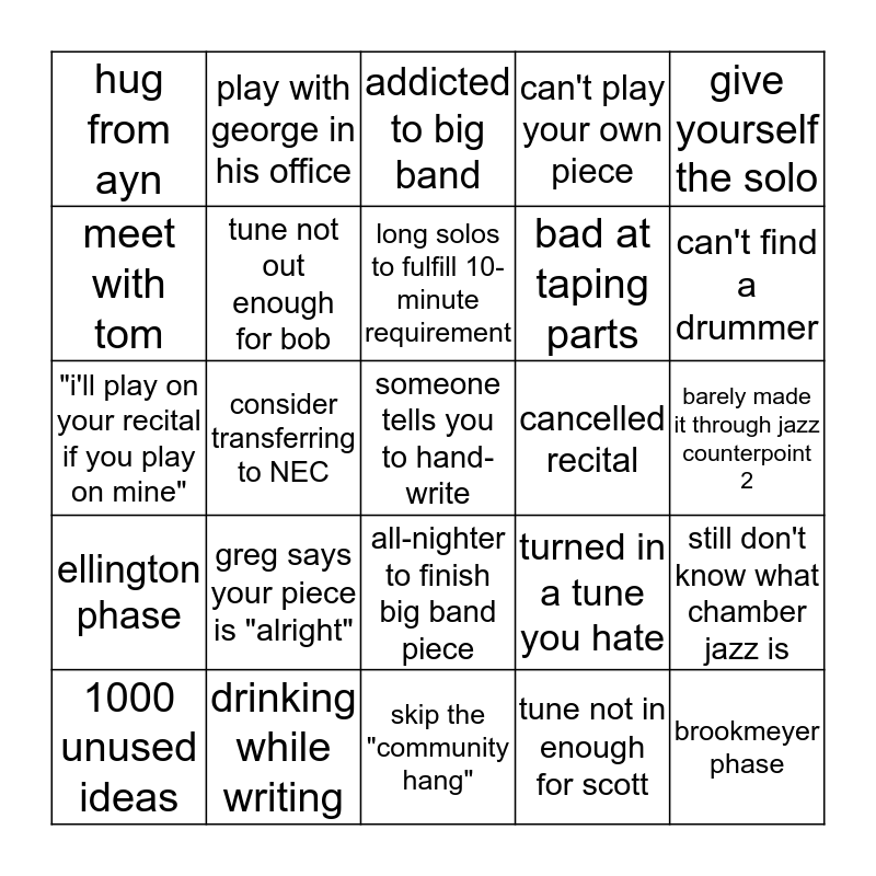 jazz comp bingo Card