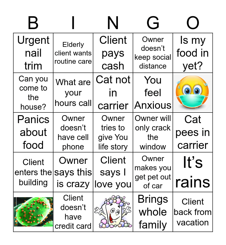 COVID-19 Curb-side Crazy Bingo Card