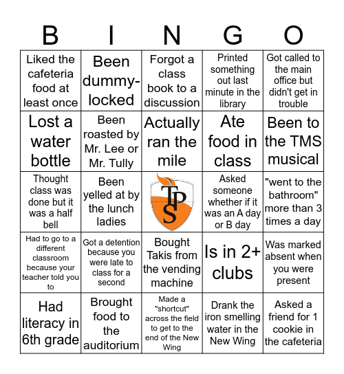 TMS Bingo Card