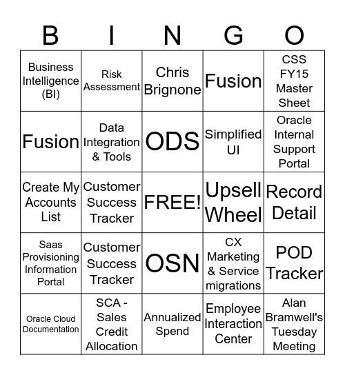 CSS Team West Bingo Card
