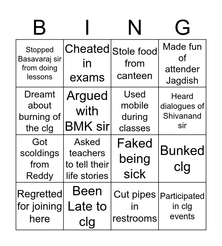 ASC Bingo Card