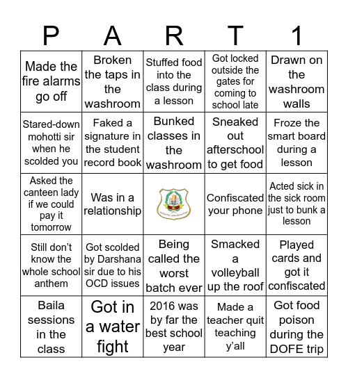 SSLSD Bingo Card