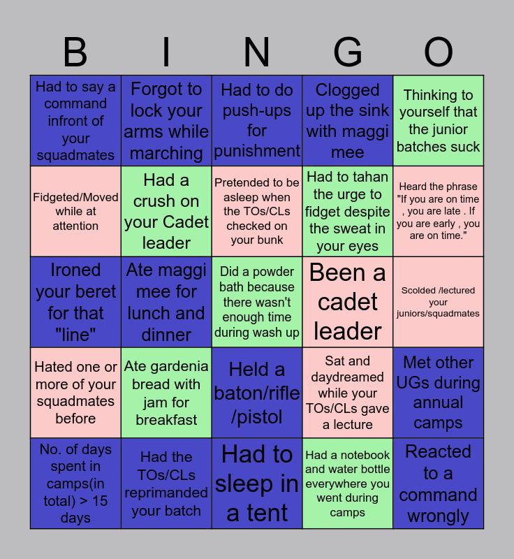 For all the Uniformed groups ⚔️ Bingo Card