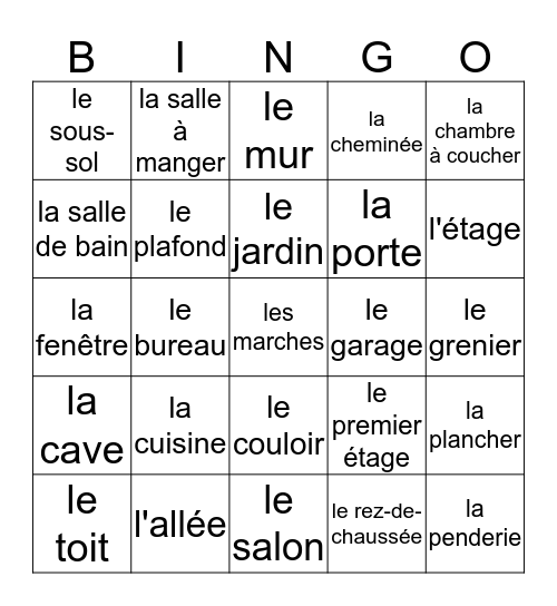 LA MAISON Bingo Card