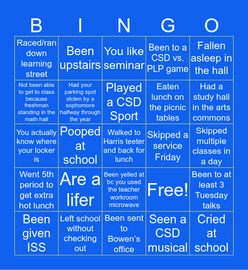 CSD BINGO Card