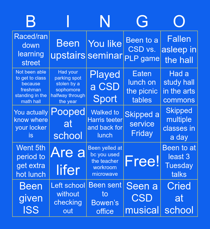 CSD BINGO Card