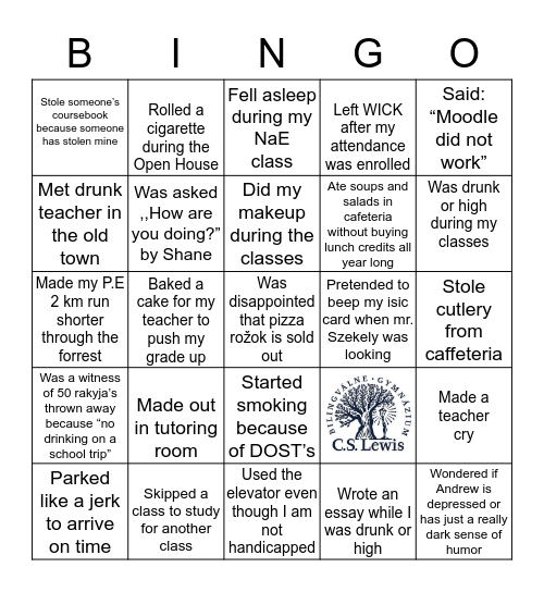 Bilgym Bingo Card