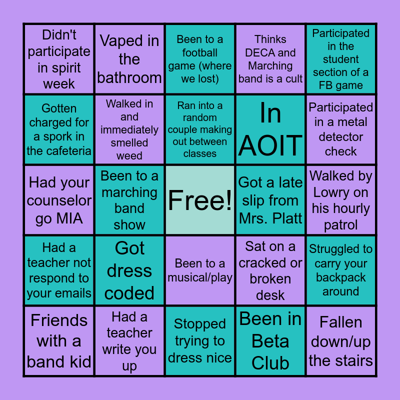 Cox Mill Bingo Card