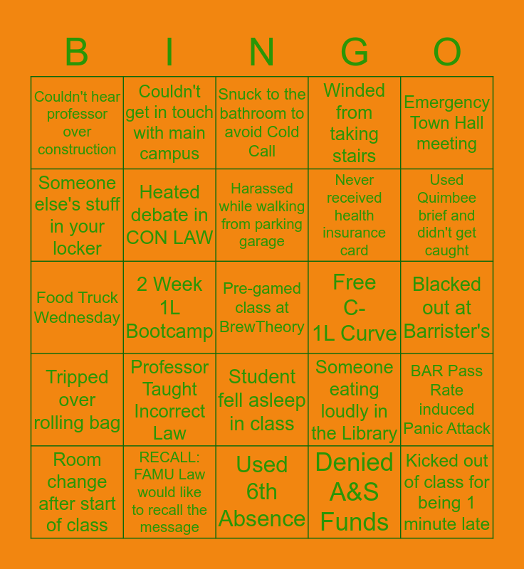 FAMU Law Bingo Card