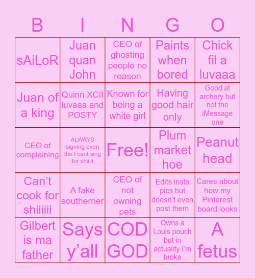 Alexa’s bingo (insert my snap username) Bingo Card