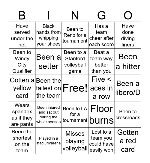 VOLLEYBALL EDITION Bingo Card