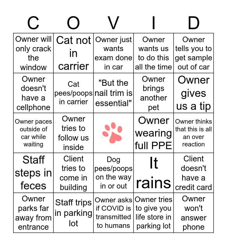 Curbside Bingo Card