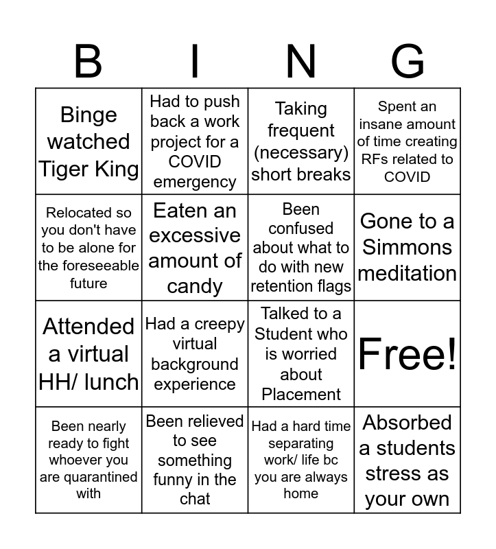 SC-ABA/ SC-MSW Coronavirus Bingo Card