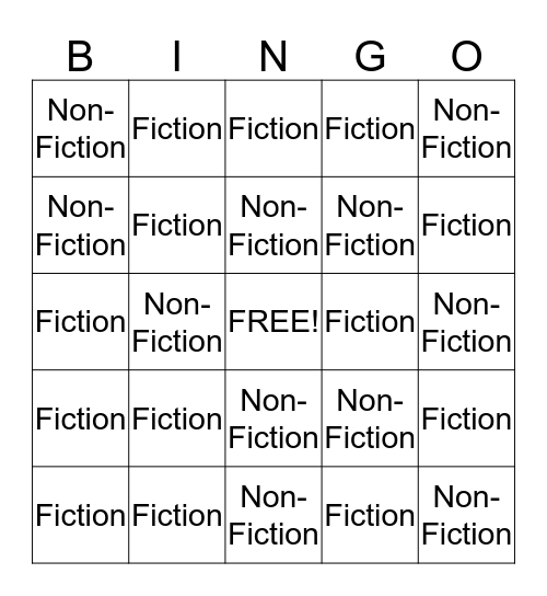 Fiction or Non-Fiction BINGO Card