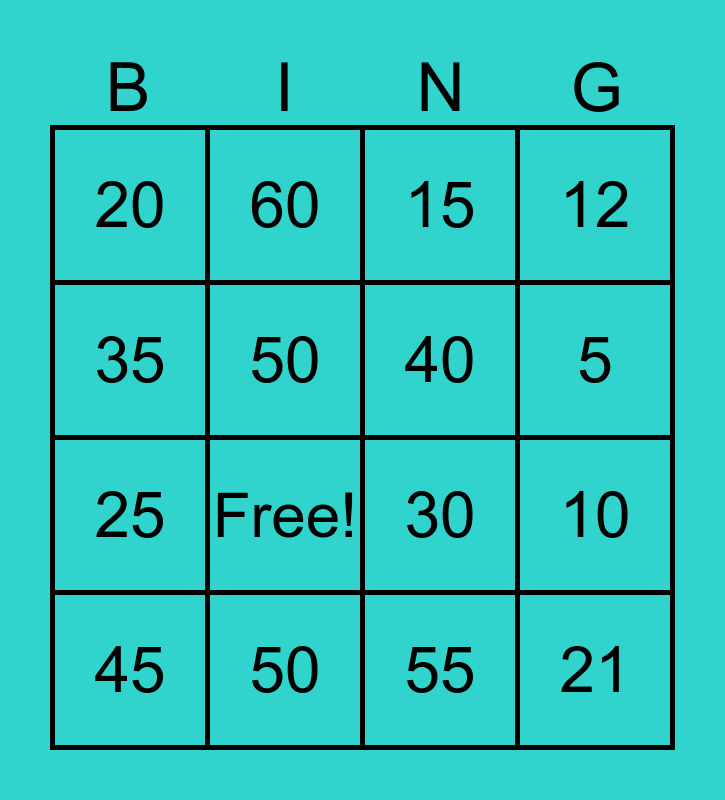 Bingo: Numbers 1-65 Bingo Card