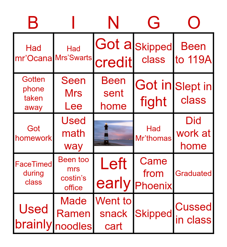 Beacon high bingo Card