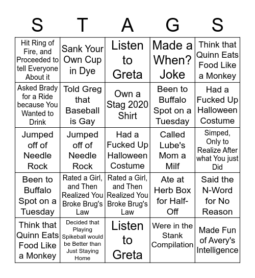 Stag Bingo Card