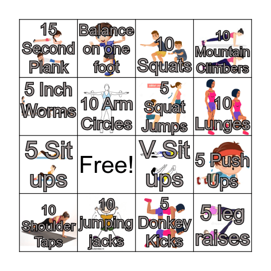 Fitness Bingo Card