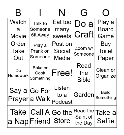 Lockdown Bingo Card