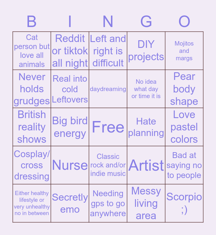 Abby Bingo Card