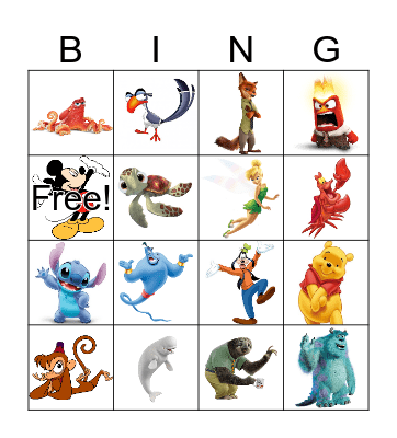 Disney Bingo Cards on Bingo Baker